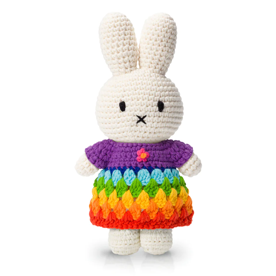 Just Dutch Miffy Purple & Rainbow Dress Handmade Crocheted Soft Toy ...